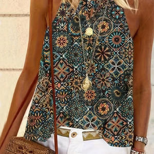 Tops | Noracora Floral Print Halter Neck Top Casual Summer | Poshmark